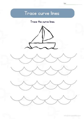 Autism Trace Curve Lines Worksheet For Childs by Inclusive Learning Support