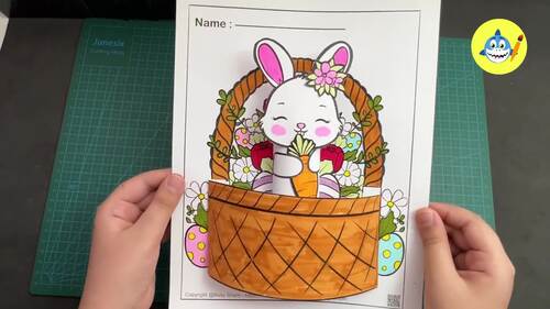 3D Spring Paper Craft | Cute Bunny in an Easter Basket by Busy Shark