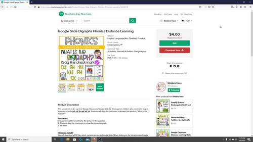 Digraphs Phonics for Google Slides Distance Learning by Kinders Hero