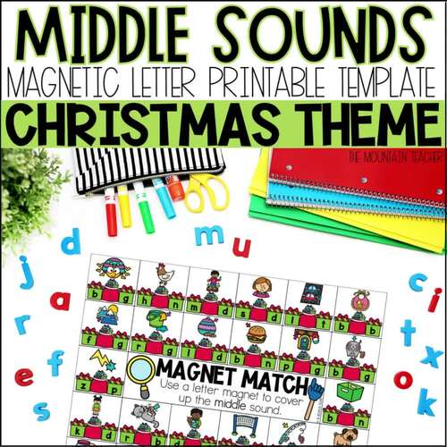 Christmas Middle Sounds Worksheet on Magnetic Letter Printable Cookie Sheet