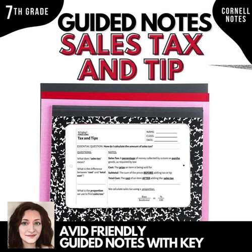 Sales Tax and Tip Guided Notes with Key by Always Room For Pi | TPT