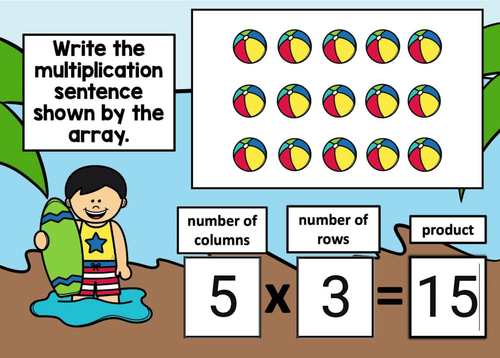 Summer Multiplication Arrays Math Boom Cards by 3rd Grade Engaged