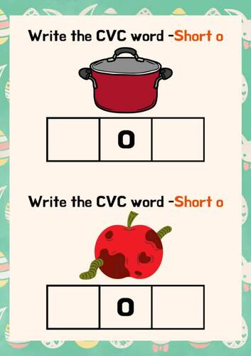 Phonic CVC Short O Easter Worksheet PreK - 2nd Easter Activity Printable