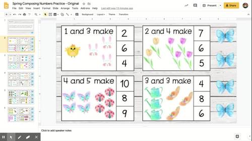 Spring Composing Numbers Activity for Google Classroom by Kinder Obsessed