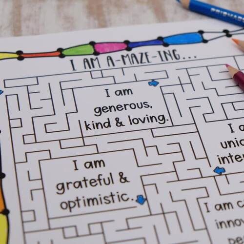 Positive Thinking Affirmation Mindfulness Mazes Activity - Student ...