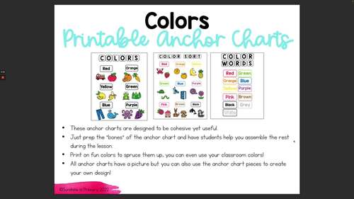 Colors Anchor Charts by Sunshine in Primary | TPT