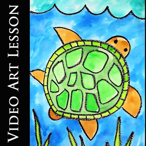 SEA TURTLE IN THE OCEAN Art Lesson | END-OF-THE-YEAR Drawing & Painting ...