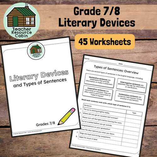 Literary Devices and Types of Sentences Worksheets | NO PREP (Grade 7/8)