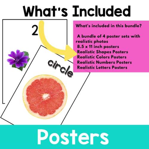 Classroom Posters Bundle (Realistic Pictures - Letters, Shapes, Numbers ...
