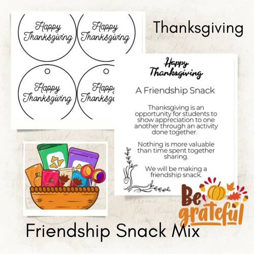 Thanksgiving Friendship Snack Mix| Thanksgiving Gift Tags| Thankful Craft