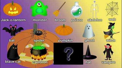 Halloween vocabulary game Power Point slides by Nell Andrews | TPT