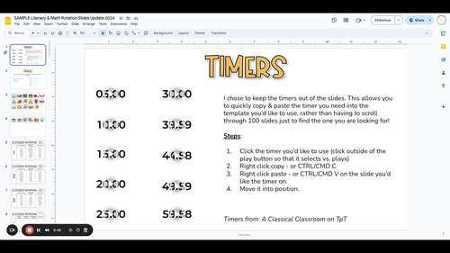Center Rotation Slides for Literacy, Math & More | Timers and Visuals ...