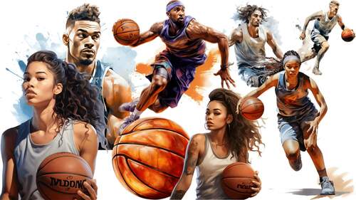 Watercolor Basketball Clipart Set of 21 Files by ArtisticTimberStudio