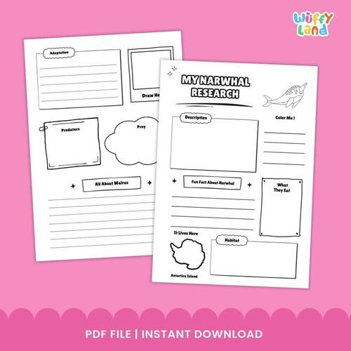 Narwhal Craft & Science Research Project - Winter Arctic Animal Writing ...