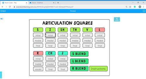 Articulation Boom Cards™ Squares LATE sounds | Distance Learning