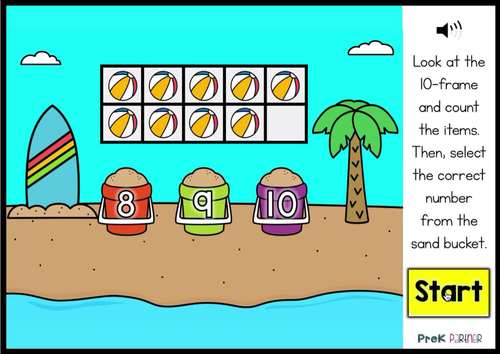 BOOM Cards: Numbers to 20: Beach Themed by PreK Partner | TPT