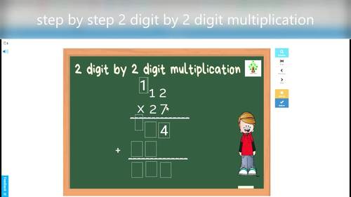 Boom card Step by step 2 digit by 2 digit multiplication by SG Math Guru