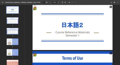 Sensei Sources Japanese 2 Semester 1 High School Course Material Handbook