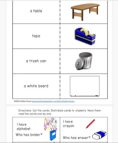 ESL Newcomer Classroom Objects Vocab Unit | Games, Grammar, Reading ...