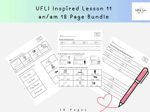 UFLI Lesson 11 an/am 18 Page Bundle Reading Writing Spelling Practice