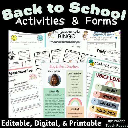 Back to School Activities | Class & Parent Forms | Open House Meet the ...