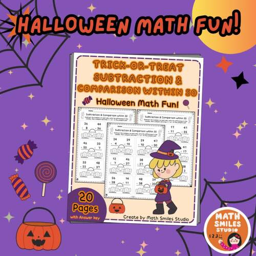 Trick-or-Treat Subtraction & Comparison Within 50 | Halloween Math 1st ...