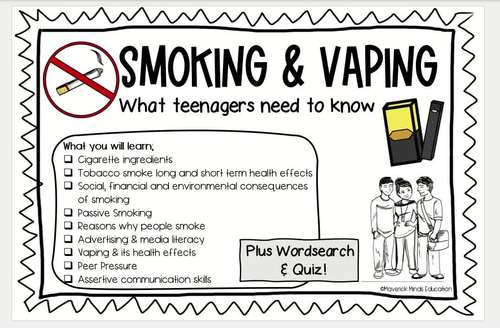 Smoking and Vaping grades 7 - 10 by Maverick Minds Education | TpT