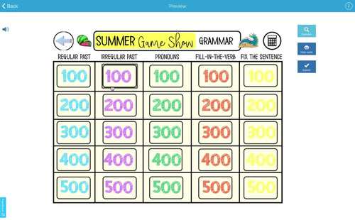 Summer Language & Grammar Boom Cards™ Game Show Elementary | Summer Trivia