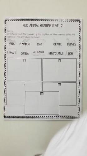 Zoo Animal Printable Rhythm Activities Level 2 by Becca's Music Room