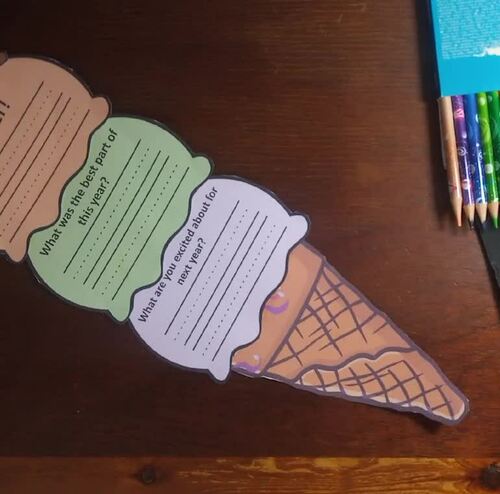 Ice cream cone craft- End of the year Ice cream craft- summer writing ...