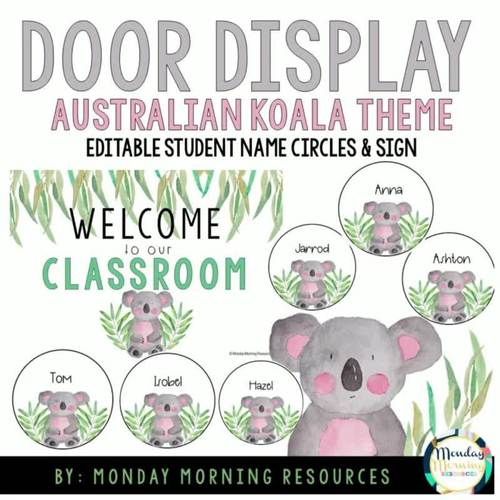 Koala Welcome Door Display - Back to School Editable Classroom Decor