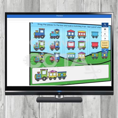 Visual Perception Build a Train Boom Cards™ No Prep Fast Finishers Activity