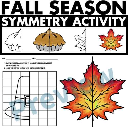 Fall Math Symmetry Activity Lines of Symmetry Art Centers Thanksgiving ...