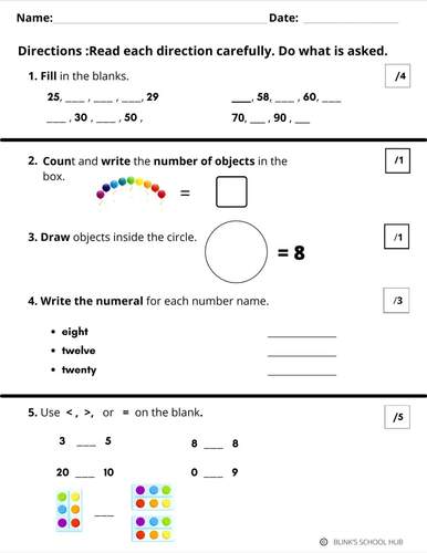 1ST GRADE MATH COMMON CORE ASSESSMENT|PLACEMENT|BEGINNING|END-OF-YEAR TEST
