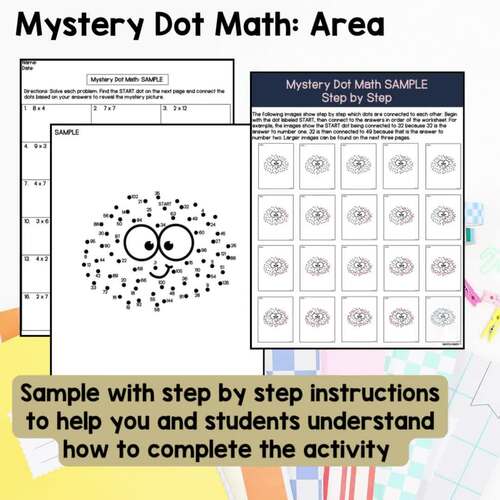 Mystery Dot Math Area of Squares and Rectangles Differentiated Levels ...