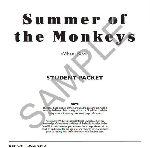 Summer of the Monkeys Novel Units® Student Packet Novel Study | TPT