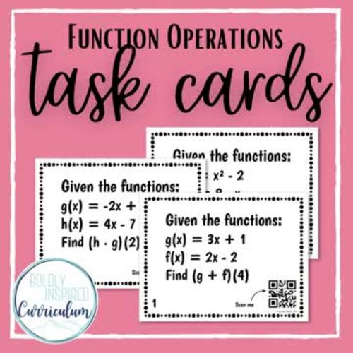 Function Operations Task Cards by Boldly Inspired Curriculum | TpT