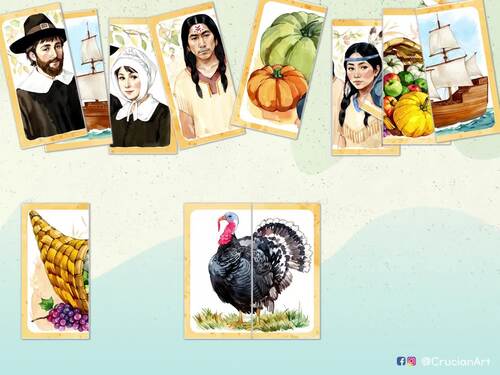 Thanksgiving Picture Puzzle Pairs | Toddler, Preschool Pre-K Matching ...