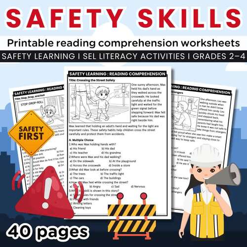 Safety Skills Reading Comprehension Worksheets, SEL Passages & Questions