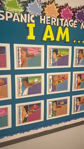 Hispanic Heritage Month Comic Style Bulletin Board by The Counselor Code