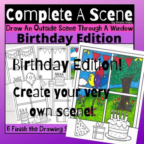 Happy Birthday Finish The Drawing Creative Art Worksheets: Elementary Art!