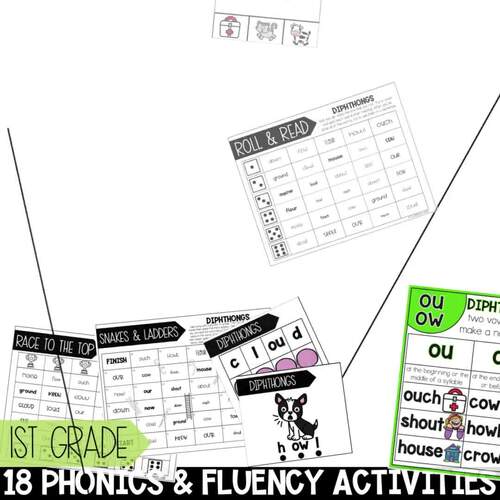 OU OW Diphthongs Word Work Worksheets & Activities 1st Grade Phonics or ...