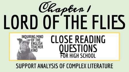Lord of the Flies Chapter 1 Close Reading Analysis Worksheet - Printable