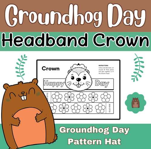 Groundhog Day Pattern Hat | Crowns Hats Headband by Emy Education