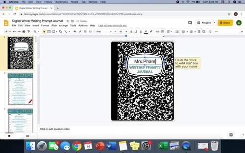 Digital Winter Writing Prompts Journal for Google Slides | Distance ...