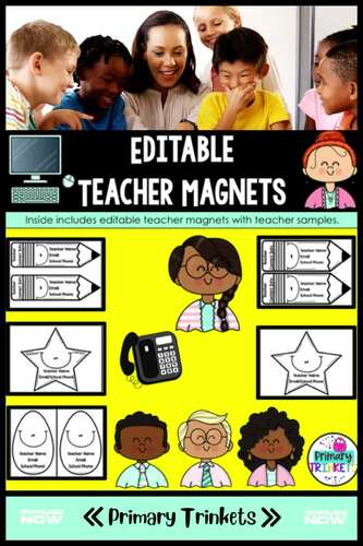 Teacher Contact Magnet (EDITABLE) by Primary Trinkets | TPT