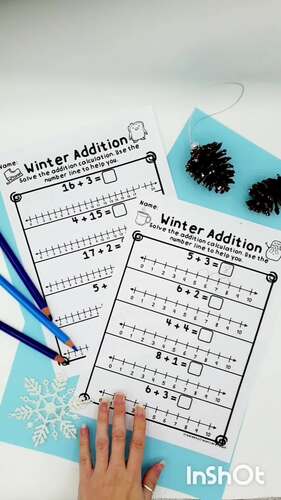 Winter Math Literacy Addition Subtraction with Number Line Sentence ...