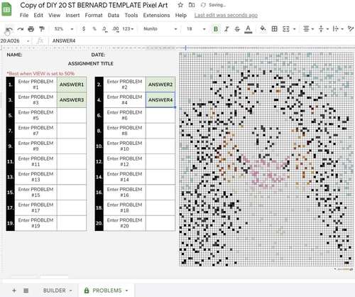 GOOGLE SHEETS DIY Digital Pixel Art Template EDITABLE | St. Bernard