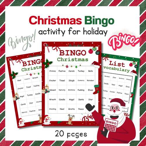 Christmas Vocabulary Bingo Game,Activity for Kids,Printable Christmas ...
