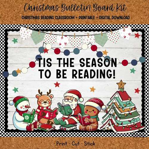 Reading Bulletin Board Kit: Christmas Theme | 'Tis the Season | Library ...